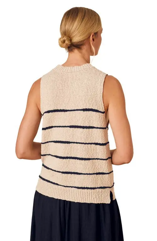 CELTIC & CO. Drop Stitch Knitted Vest Top - Ecru/navy