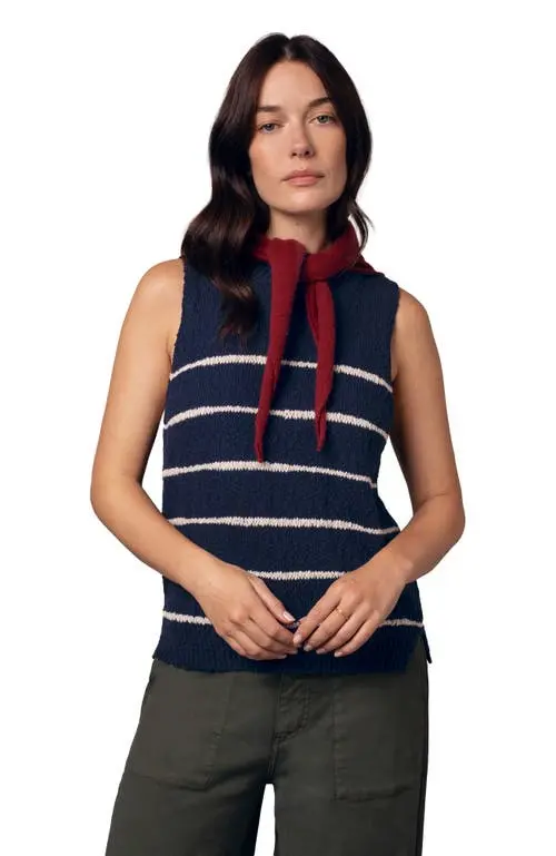 CELTIC & CO. Drop Stitch Knitted Vest Top - Navy/ecru
