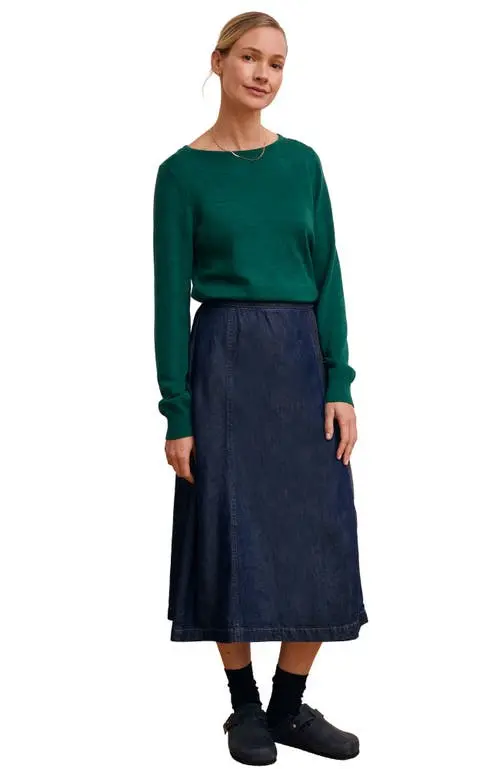 CELTIC & CO. Midi Wrap A-line Denim Skirt - Indigo Rinse Wash