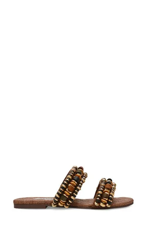 Steve Madden Messima Beaded Two-strap Raffia Sandal
