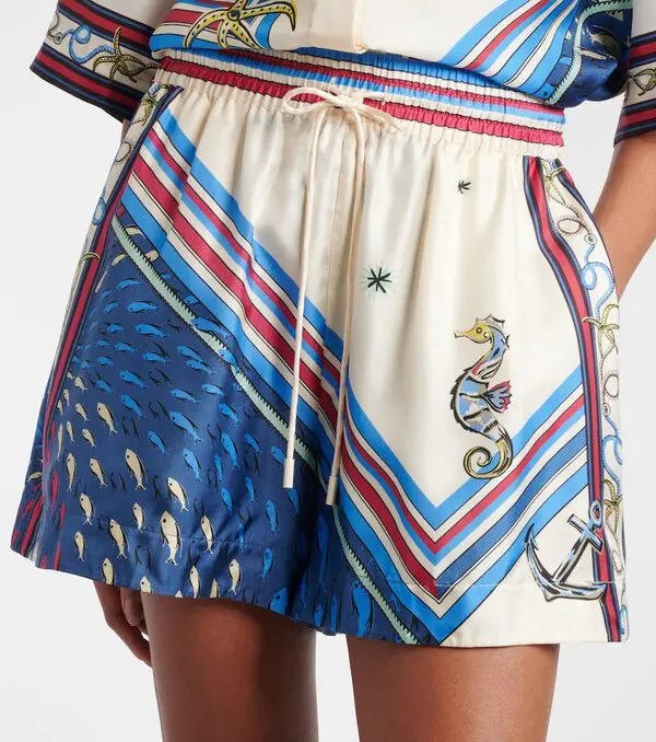 ALEMAIS Alémais Apollo Printed Silk Satin Shorts