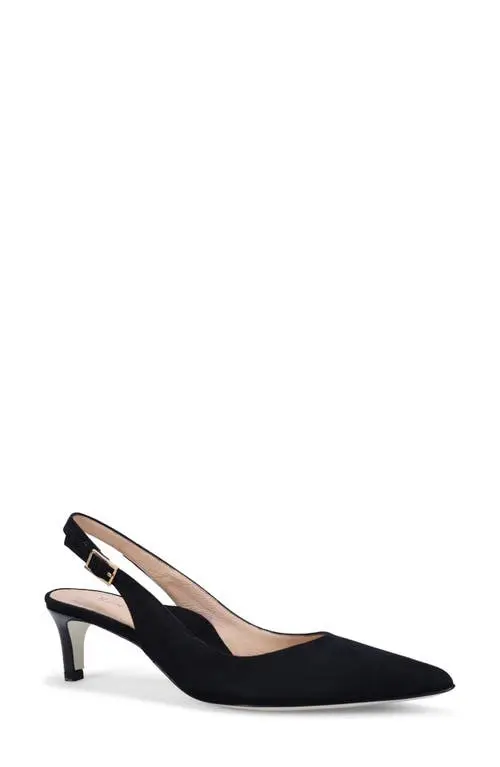 Ron White Marika Suede Slingback Pointed Toe Pumps - Onyx