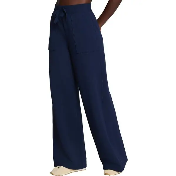 Spanx Airessentials Wide Leg French Terry Rib Pants - Timeless Navy
