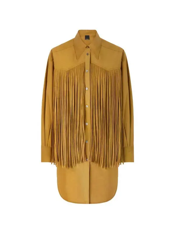 Pinko Fringe Cotton Mini Dress - Neutrals