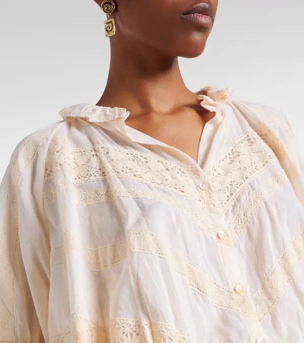 JULIET DUNN Embroidered Cotton Shirt Dress - Beige