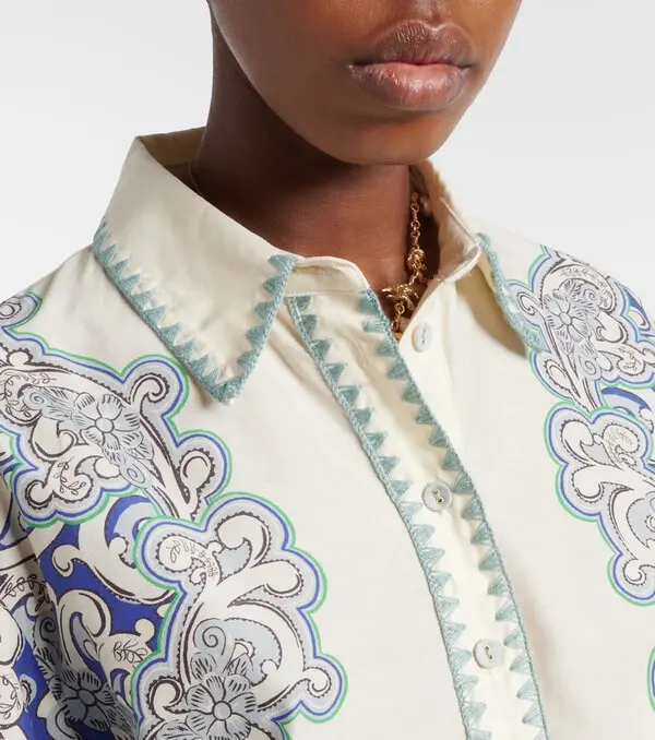 ALEMAIS Alémais Printed Cotton And Silk Shirt - White