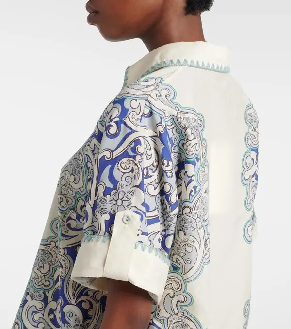 ALEMAIS Alémais Printed Cotton And Silk Shirt - White