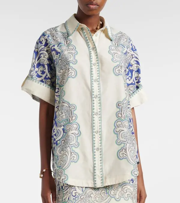 ALEMAIS Alémais Printed Cotton And Silk Shirt - White