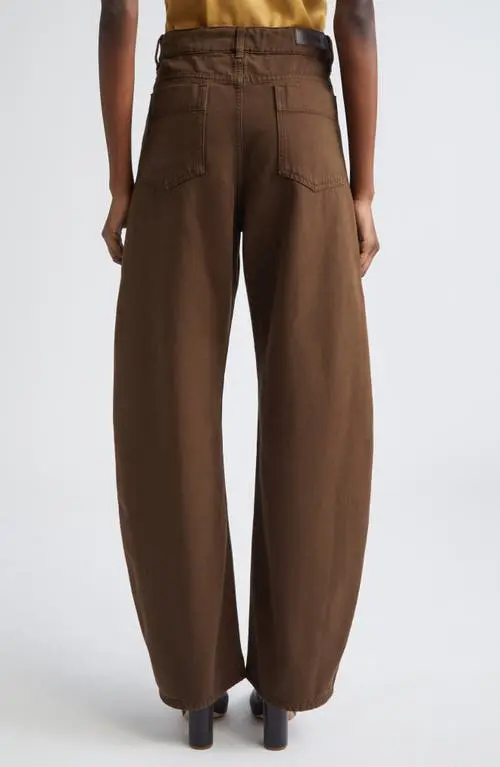 LEMAIRE High-waisted Curved Cotton Twill Pants - Cacao