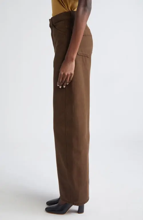 LEMAIRE High-waisted Curved Cotton Twill Pants - Cacao