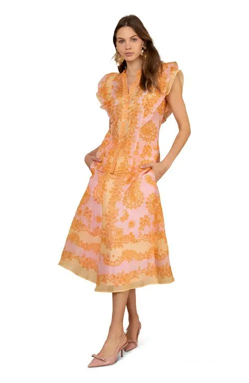 Hale Bob Caitriona Linen Organza Top - Pink