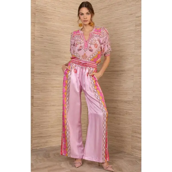 Hale Bob Danica Silk Charmeuse Pant - Pink