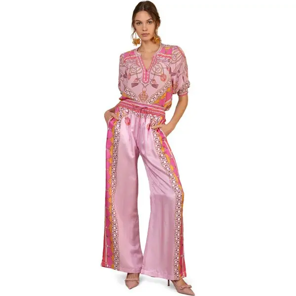 Hale Bob Danica Silk Charmeuse Pant - Pink