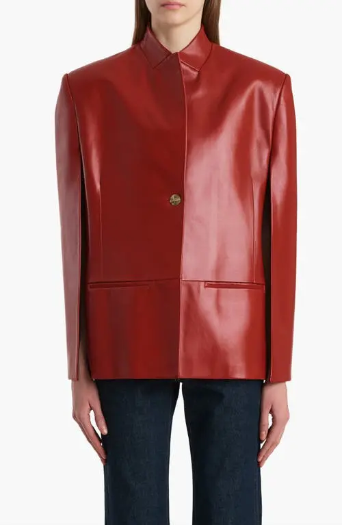 Khaite Dolso Leather Cape Jacket - Deep Red