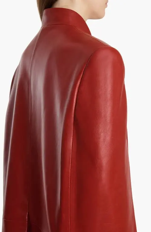 Khaite Dolso Leather Cape Jacket - Deep Red