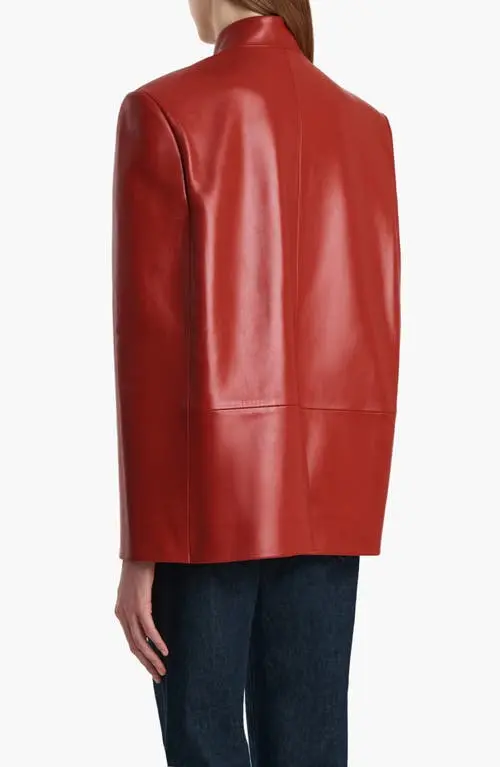 Khaite Dolso Leather Cape Jacket - Deep Red