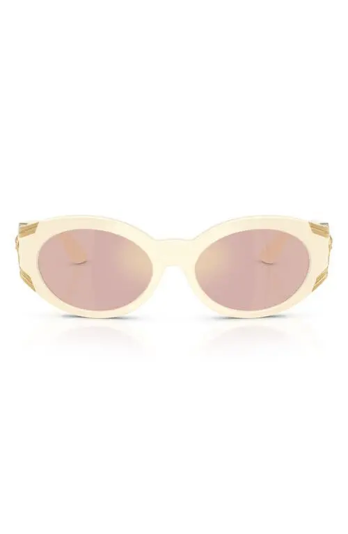 Versace 55mm Oval Sunglasses - Milk/pink Mirror Gold
