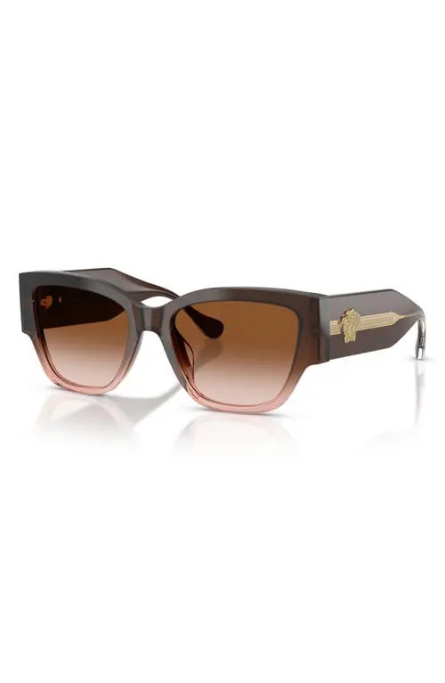 Versace 55mm Cat Eye Sunglasses - Brown Gradient/brown