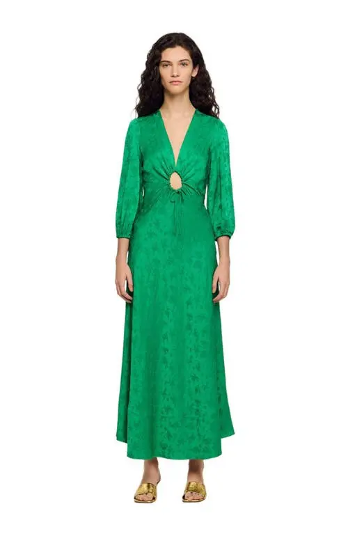 Sandro Floral Jacquard Maxi Dress - Green