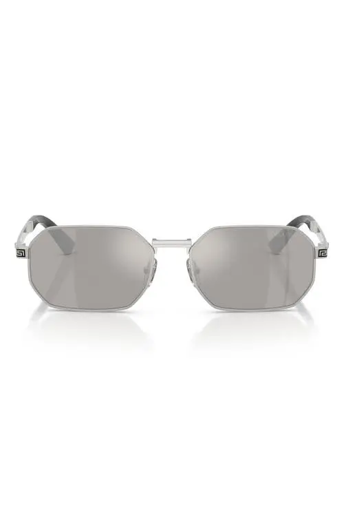 Versace 54mm Rectangular Sunglasses - Silver/grey Mirror Silver