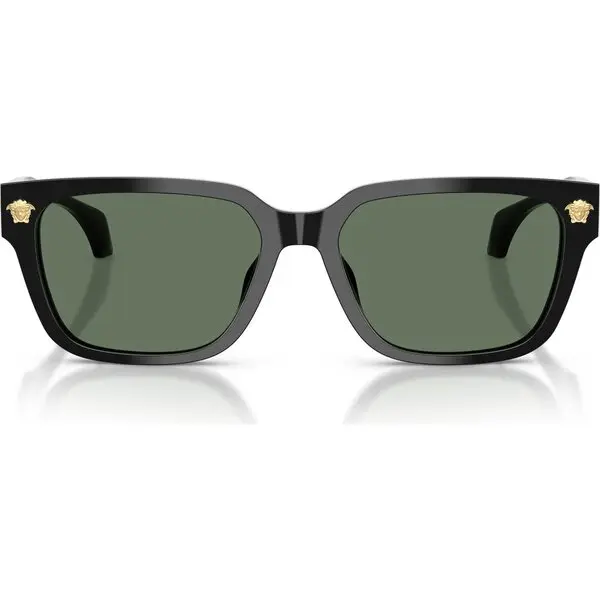 Versace 56mm Rectangular Sunglasses - Black/dark Green