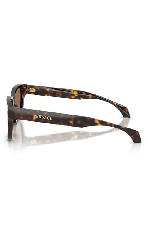 Versace 56mm Rectangular Sunglasses - Havana/dark Brown