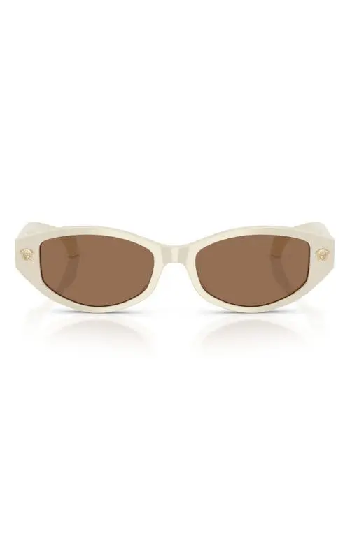 Versace 54mm Cat Eye Sunglasses - White Talc/dark Brown