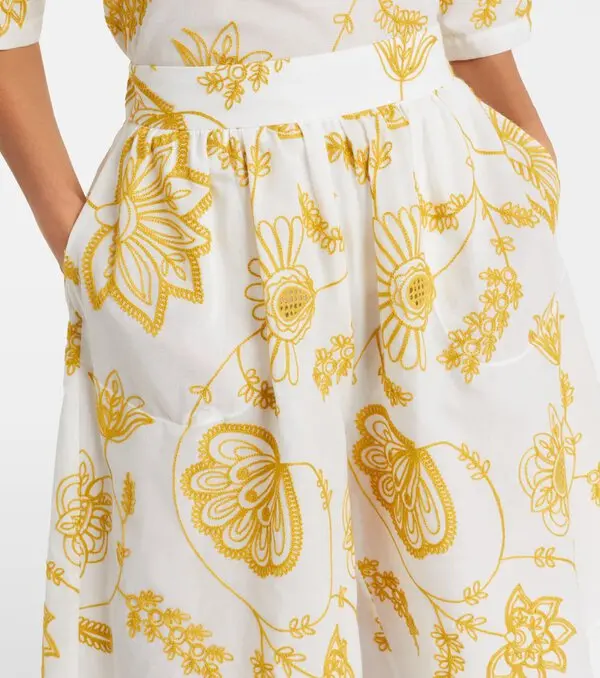 ERES Chandra Embroidered Cotton-blend Bermuda Shorts - Yellow