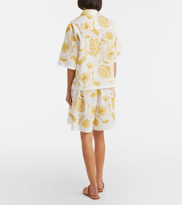 ERES Chandra Embroidered Cotton-blend Bermuda Shorts - Yellow