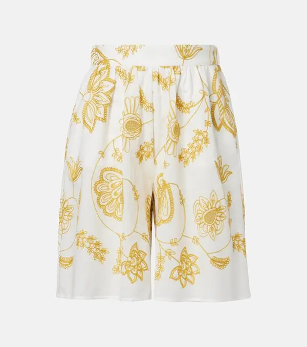 ERES Chandra Embroidered Cotton-blend Bermuda Shorts - Yellow