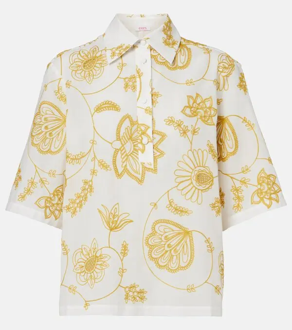 ERES Izana Embroidered Cotton-blend Shirt - Yellow