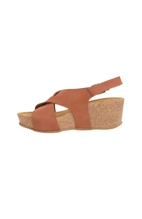 CELTIC & CO. Crossover Wedge Sandal - Tan