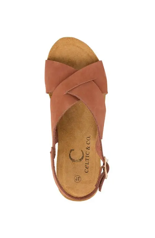 CELTIC & CO. Crossover Wedge Sandal - Tan