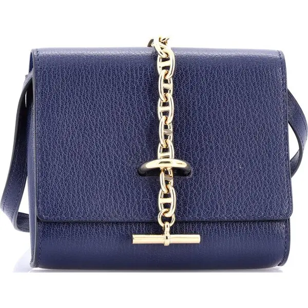 Hermès Chaine D'ancre Compact Wallet On Strap Chevre Mysore - Bleu Nuit