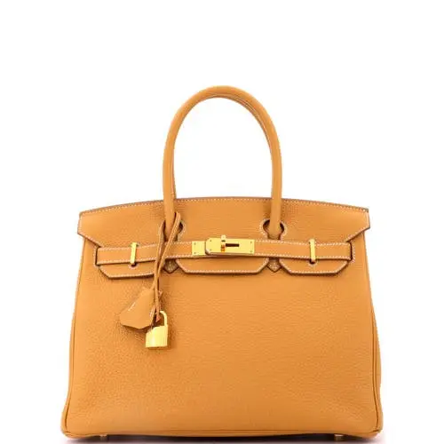 Hermès Birkin Handbag Brown Togo With Gold Hardware 30 - White