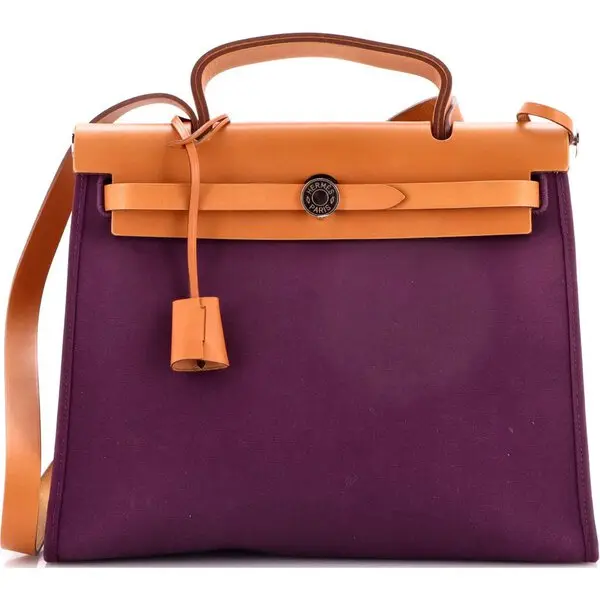 Hermès Herbag Zip Leather And Toile 31 - Cassis