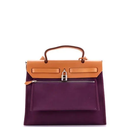 Hermès Herbag Zip Leather And Toile 31 - Red