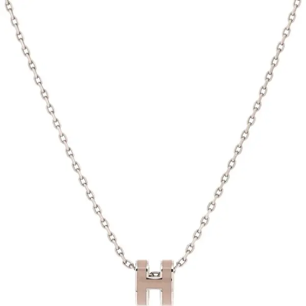 Hermès Pop H Pendant Chain Necklace Metal And Enamel Mini - Neutral