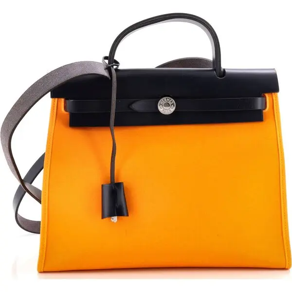 Hermès Herbag Zip Leather And Toile 31 - Jaune D'or