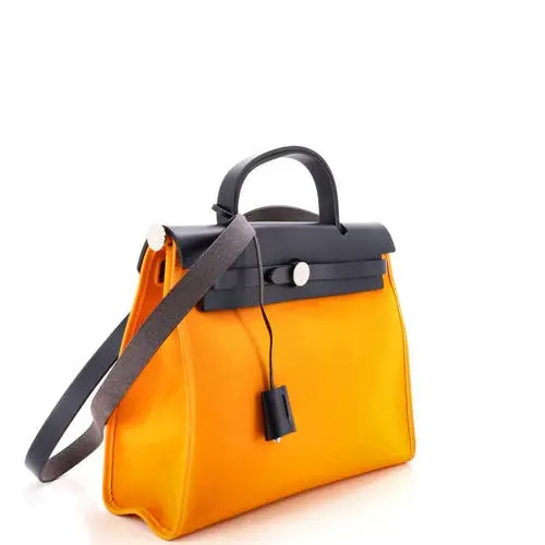 Hermès Herbag Zip Leather And Toile 31 - Yellow
