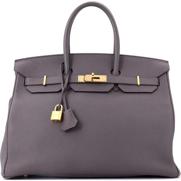Hermès Birkin Handbag Grey Togo With Gold Hardware 35 - Etain