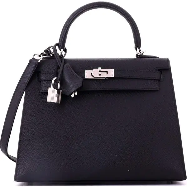 Hermès Kelly Handbag Black Epsom With Palladium Hardware 25 - Noir