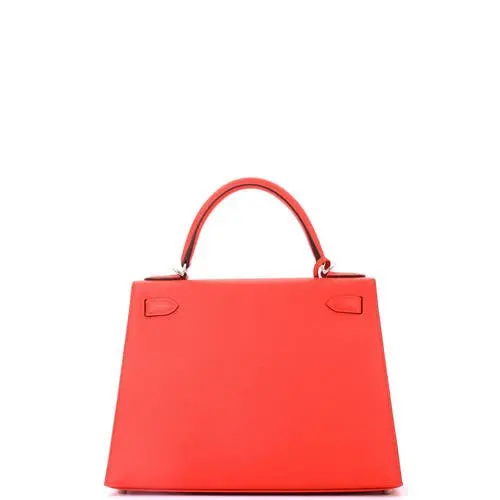 Hermès Kelly Handbag Orange Epsom With Palladium Hardware 28 - Capucine