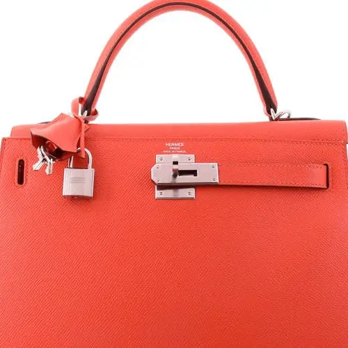 Hermès Kelly Handbag Orange Epsom With Palladium Hardware 28 - Capucine