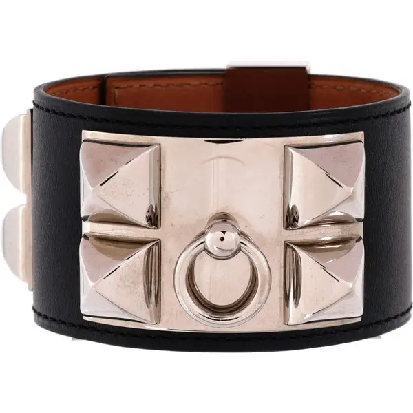 Hermès Collier De Chien Leather Bracelet - Black