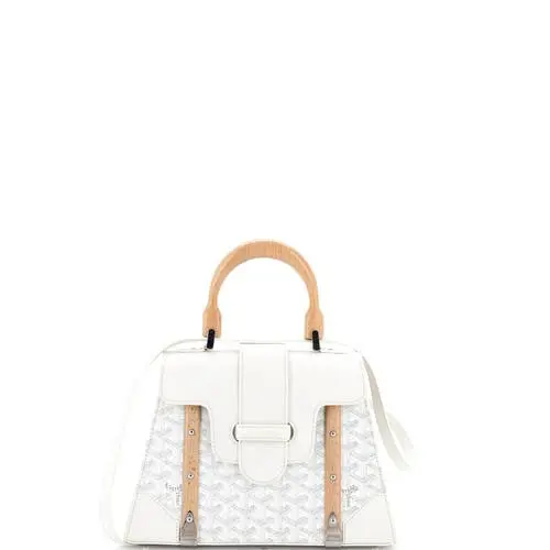 Goyard Saigon Top Handle Bag Coated Canvas Pm - White