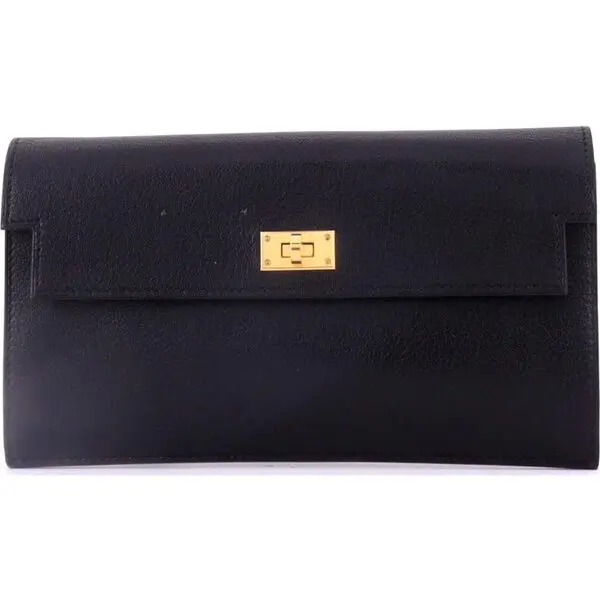 Hermès Kelly Pocket Wallet Chevre Chamkila Long - Noir