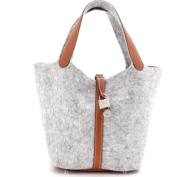 Hermès Picotin Lock Bag Felt With Leather Mm - Gris Clair