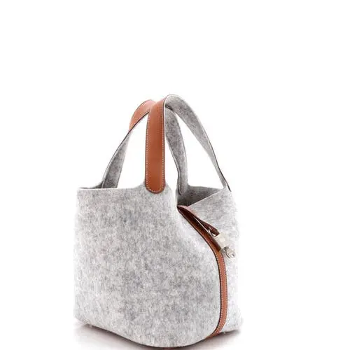 Hermès Picotin Lock Bag Felt With Leather Mm - Gris Clair