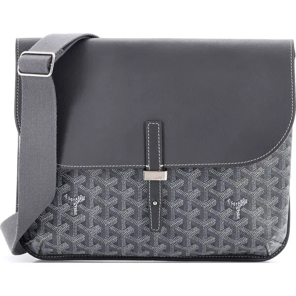 Goyard Coursier Messenger Bag Coated Canvas And Leather - Grey